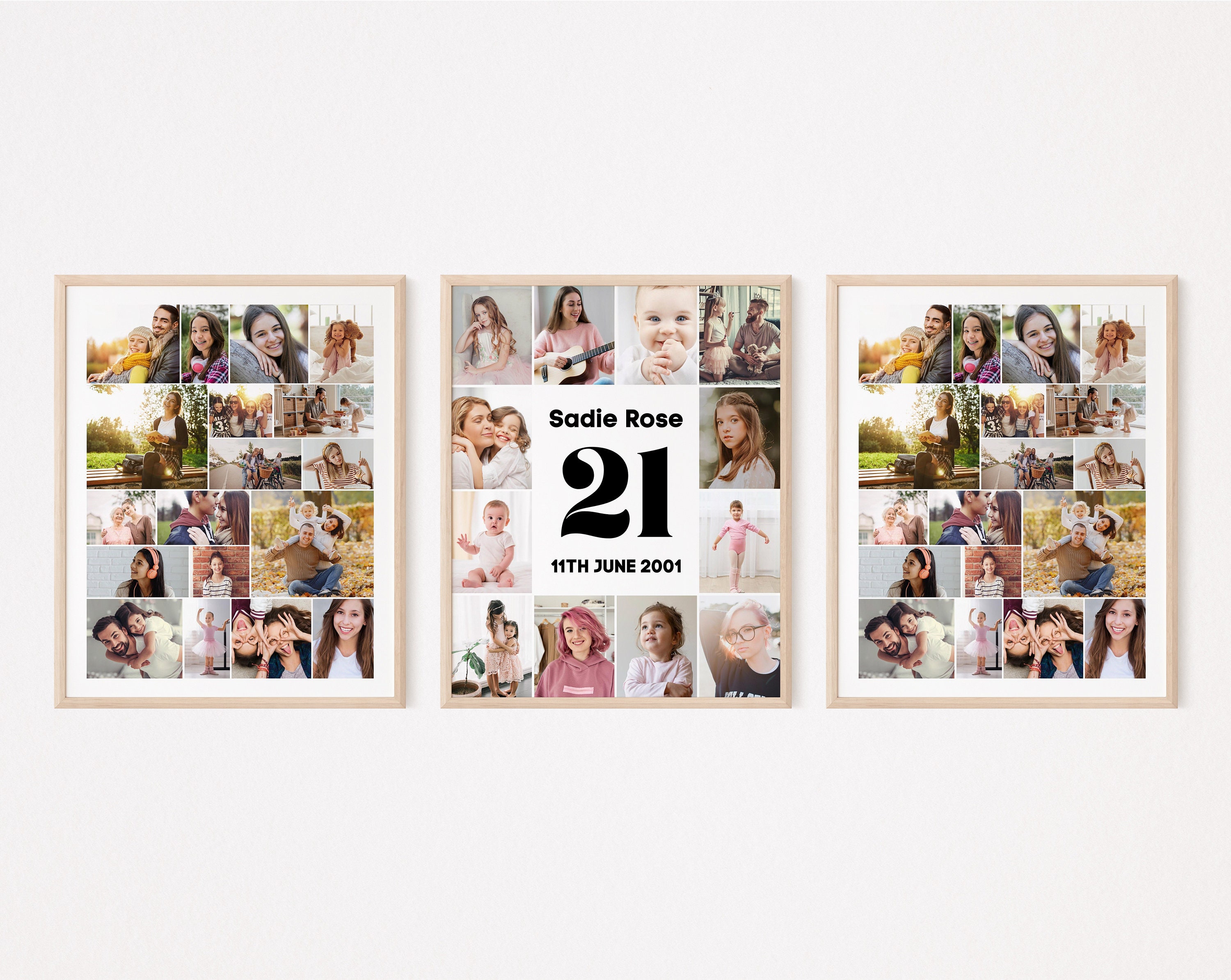 21st Birthday Photo Collage Poster Bundle TEMPLATE, Customizable Photo ...