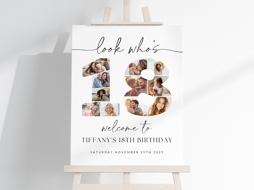 18th Birthday Photo Collage TEMPLATE, Look Who's 18, Customizable Photo ...