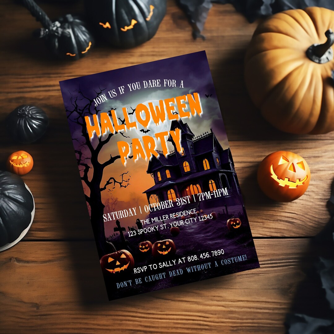 Buy Editable Halloween Party Invitation TEMPLATE, Halloween Birthday ...