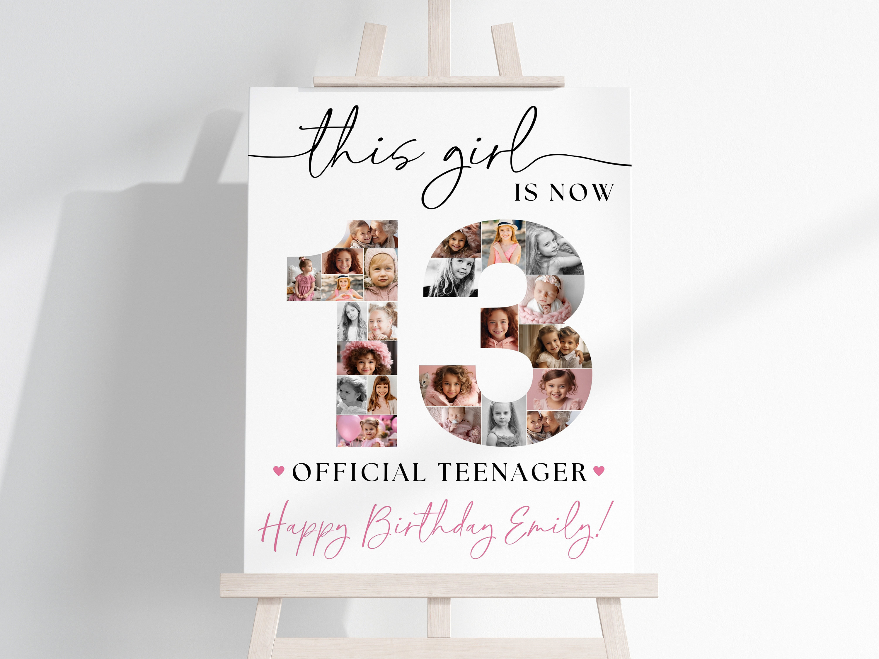 13th Birthday Photo Collage Poster TEMPLATE, This Girl is 13 Official ...