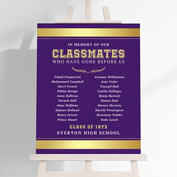 Memorial Poster Template Class Reunion - Etsy