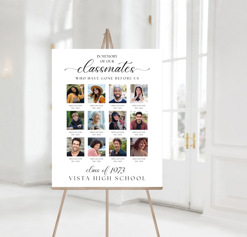 Customizable Class Reunion Memorial Poster Template to Honor Deceased ...