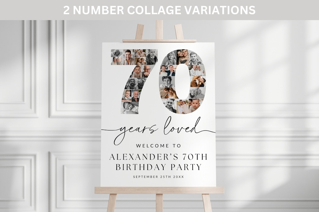 70 Years Loved Birthday Photo Collage Poster TEMPLATE, 70th Birthday ...