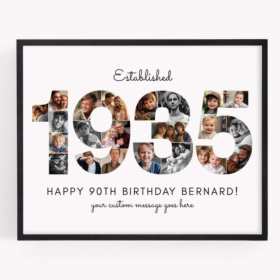 1935 Birth Year Photo Collage TEMPLATE, 90th Birthday Gift, Birthday ...