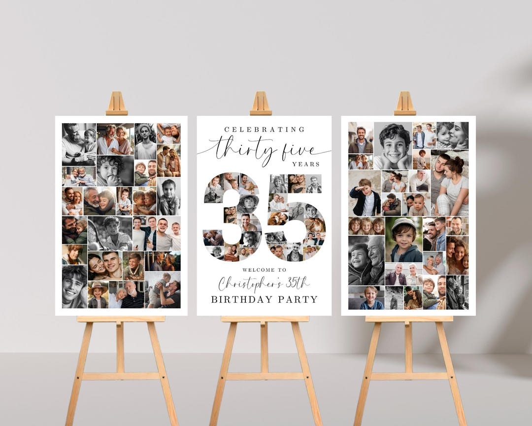 35th Birthday Photo Collage Poster Bundle TEMPLATE Set, Celebrating 35 ...