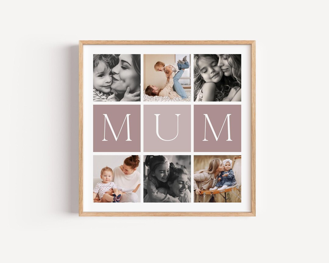 Custom Mum Photo Collage TEMPLATE, Printable Gift for Mother, Mother's ...