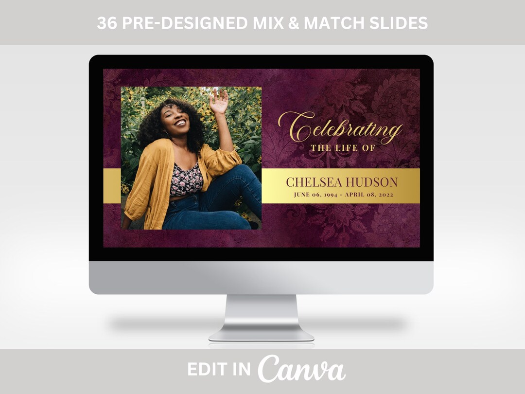 Red Memorial Slideshow TEMPLATE With Music, Burgundy Celebration of ...