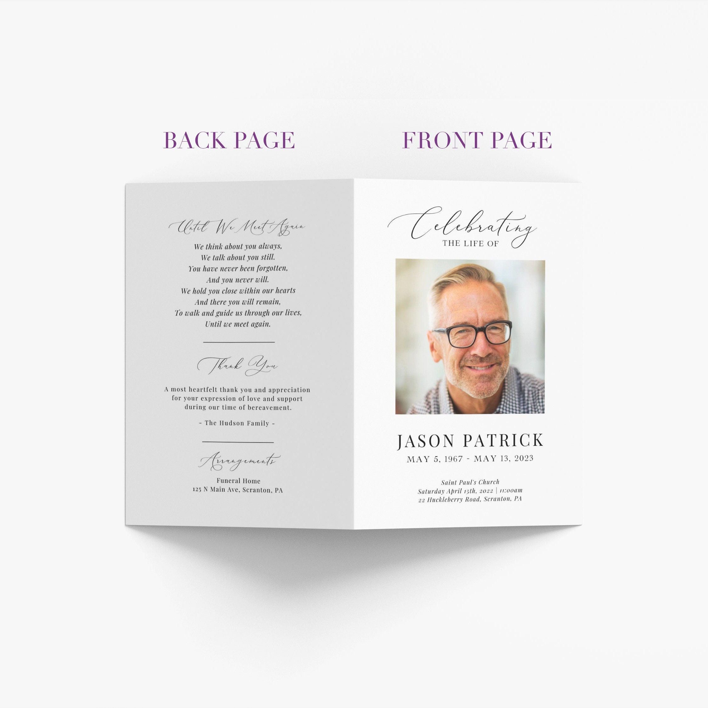 8 Page Bifold Funeral Program TEMPLATE Minimalist Celebration - Etsy Canada