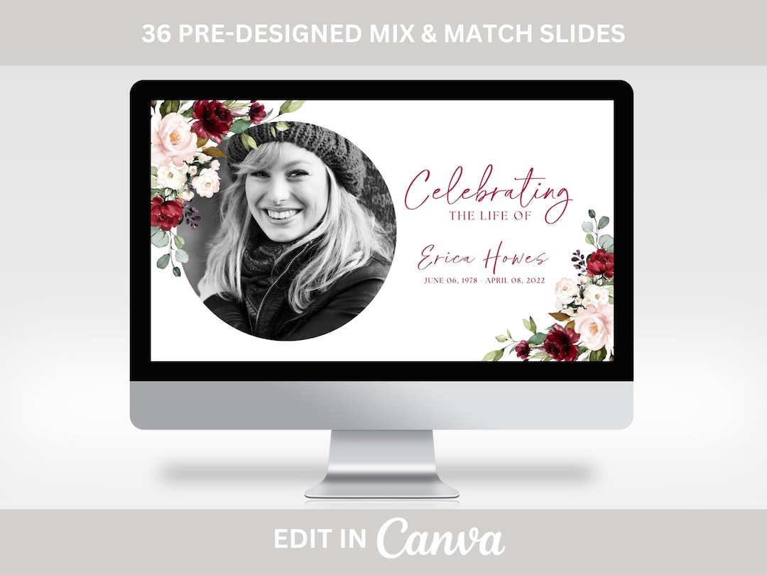 Funeral Photo Slideshow Template, Red Rose Memorial Video, Celebration ...