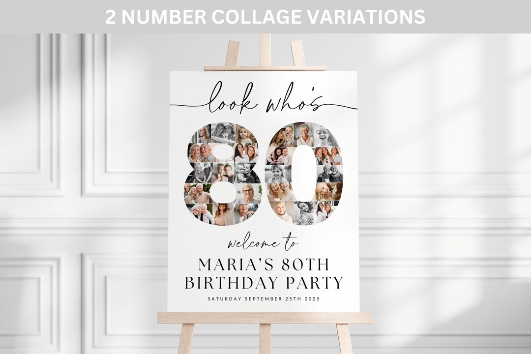 80th Birthday Photo Collage TEMPLATE, Look Who's 80, Customizable ...