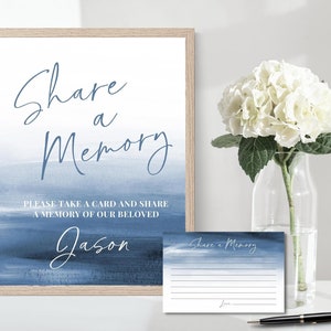 Blue Funeral Template Bundle, Male Memorial Stationery Set, Edit ...