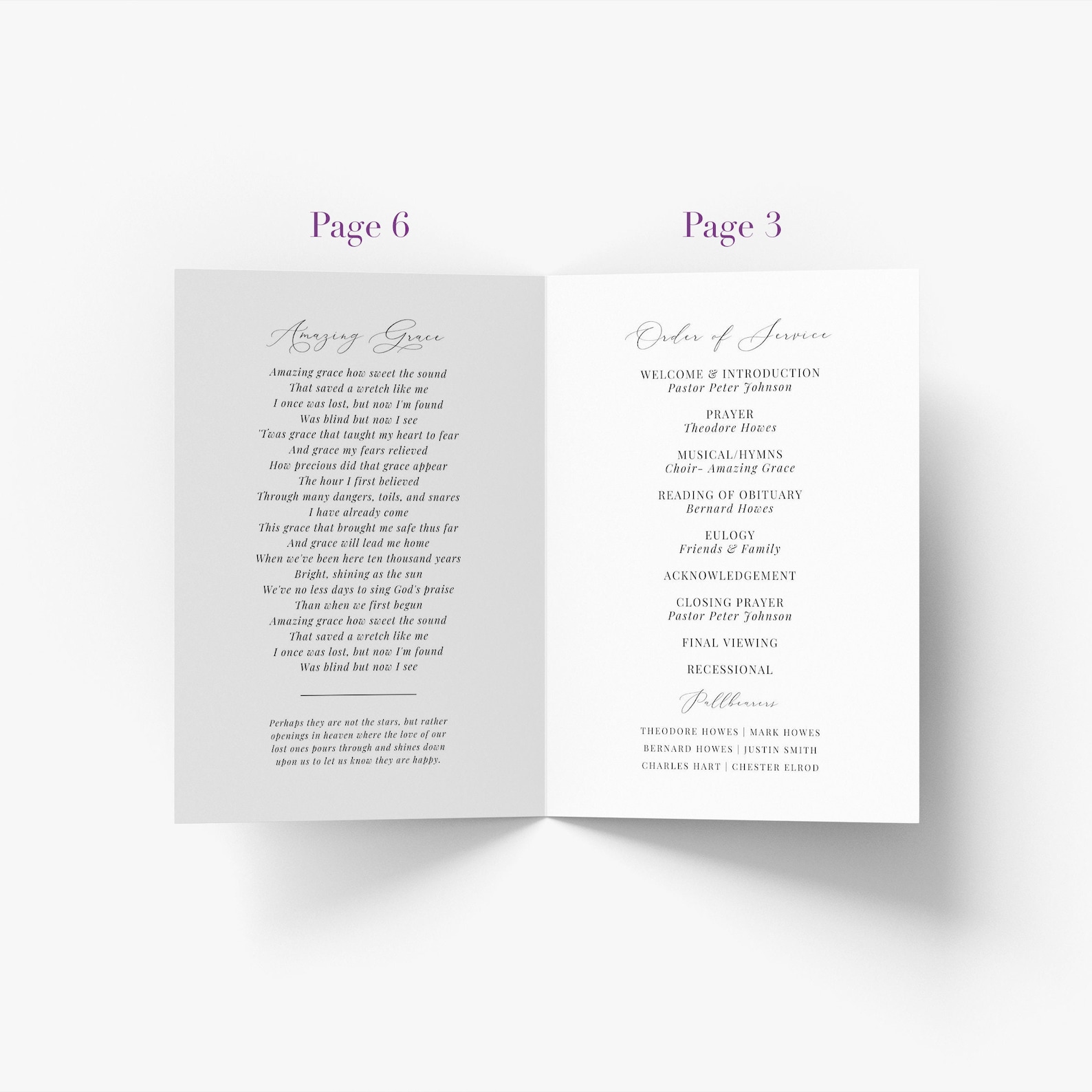 8 Page Bifold Funeral Program TEMPLATE, Minimalist Celebration of Life ...