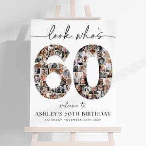 60th Birthday Photo Collage TEMPLATE, Look Who's 60, Party Welcome ...