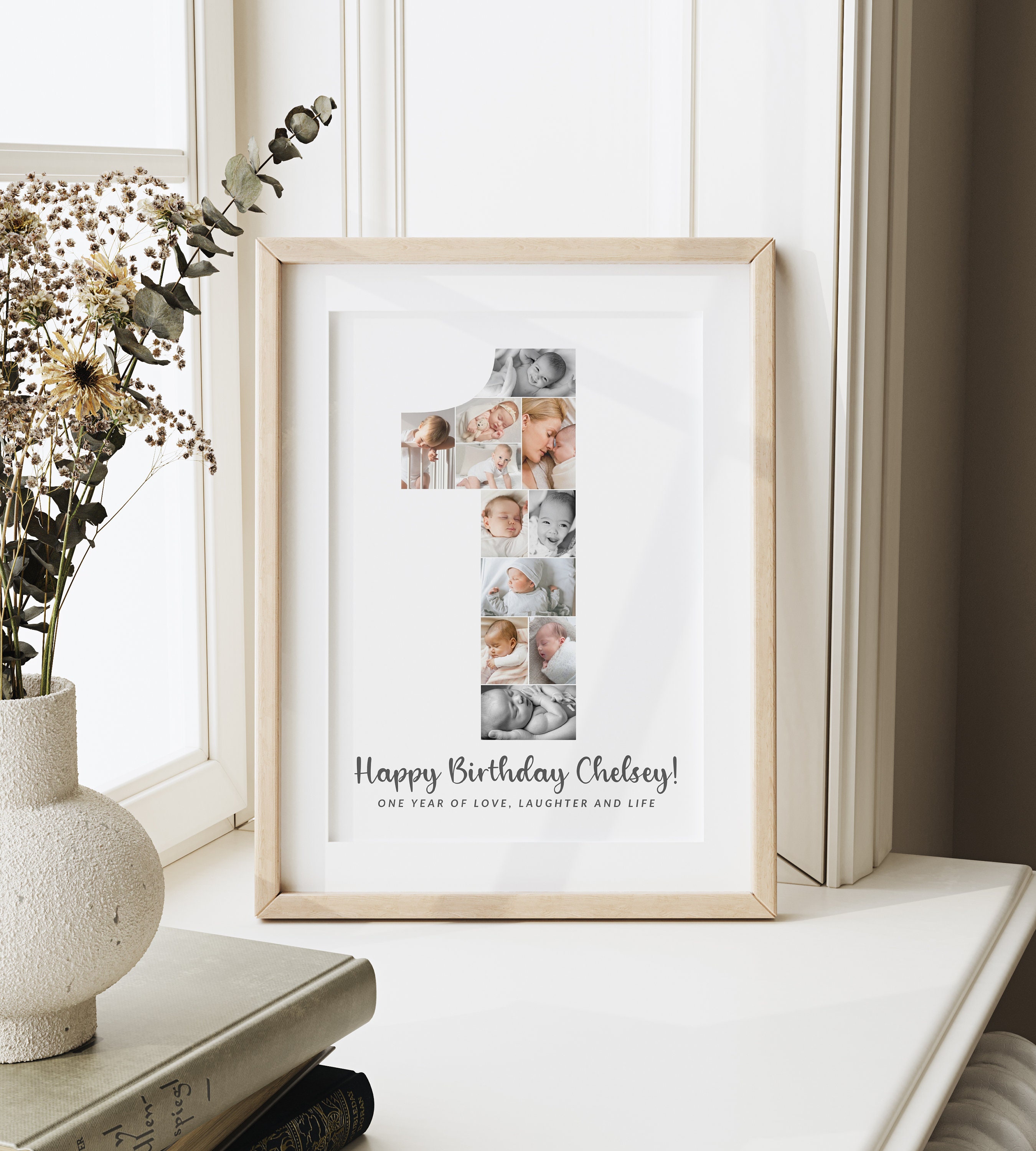 Number 1 Birthday Collage TEMPLATE for One Year Old, Personalized First ...