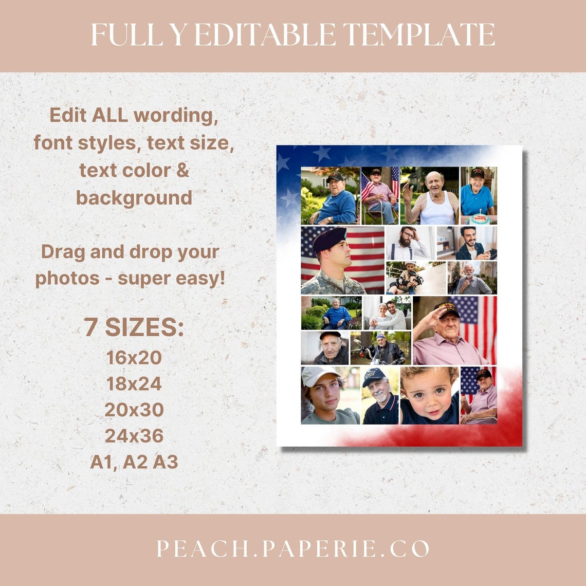 Veteran Memorial Sign TEMPLATE Bundle Patriotic Funeral Photo - Etsy