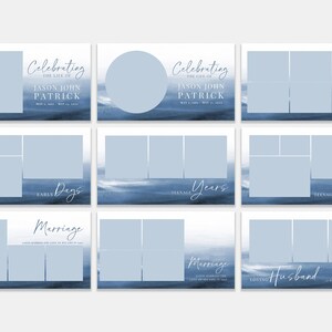 Blue Funeral Photo Slideshow Template for Male, Memorial Video ...