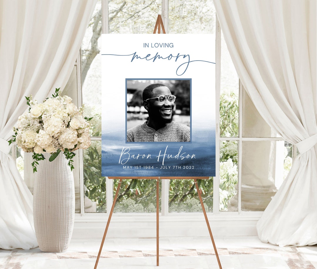 Blue Celebration of Life Welcome Sign Template for Man, in Loving ...