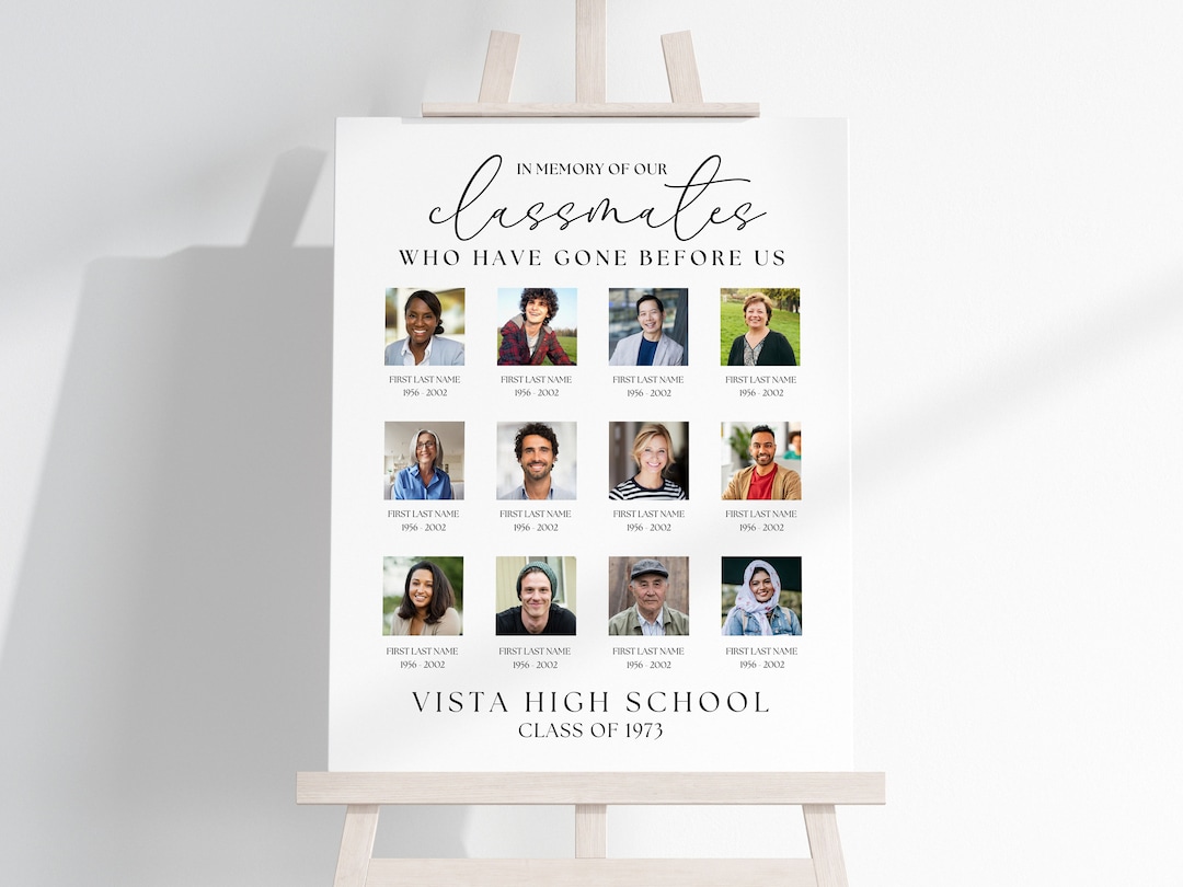 Customizable Class Reunion Memorial Poster Template to Honor Deceased ...