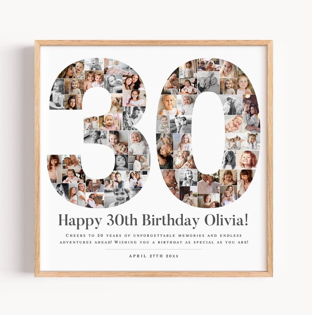 30th Birthday Photo Collage TEMPLATE, 30th Birthday Gift, Customizable ...