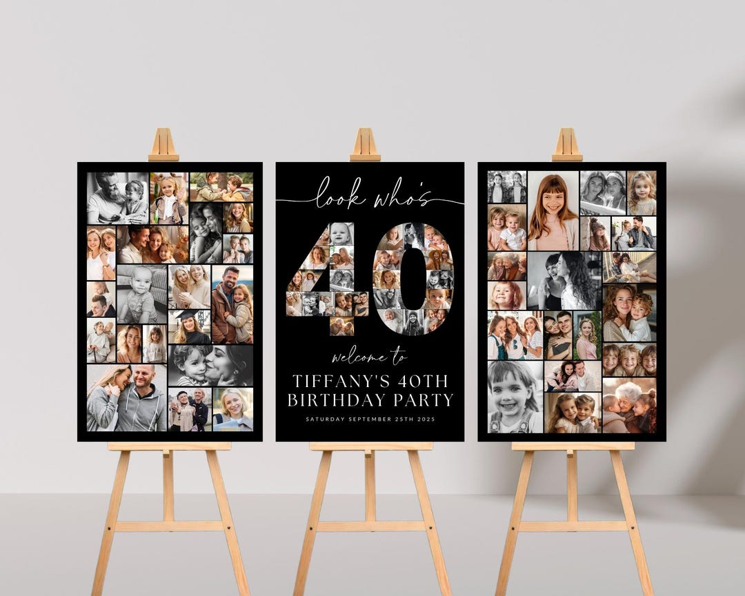 40th Birthday Photo Collage Poster Bundle TEMPLATE, Look Who's 40 ...