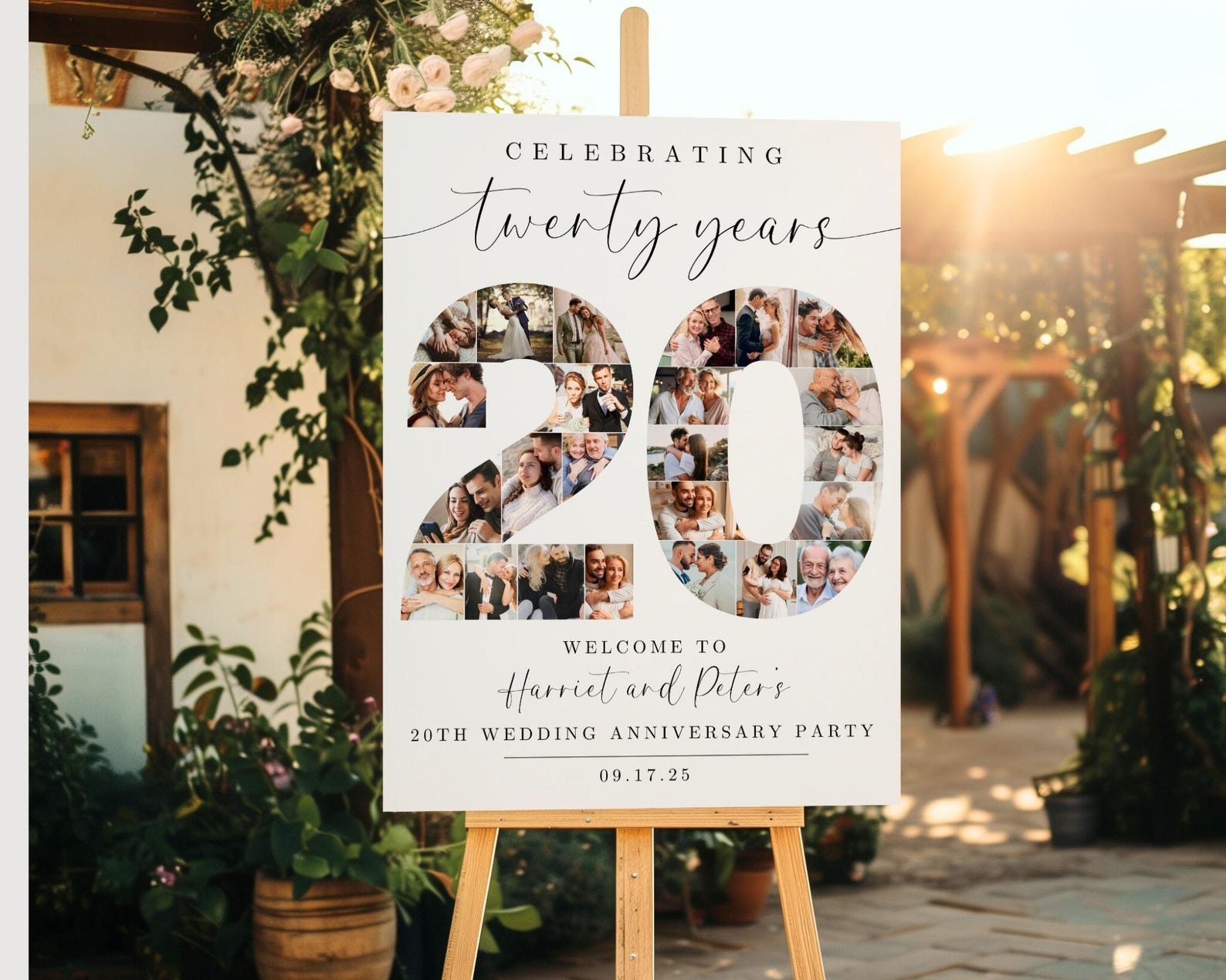 20th Anniversary Party Welcome Sign TEMPLATE, Photo Collage Board ...