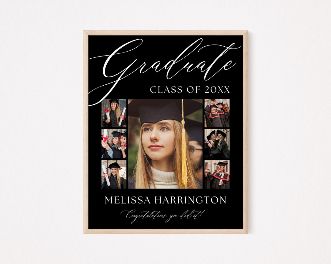Graduation Photo Collage TEMPLATE Class of 2025, Personalized Gift for ...