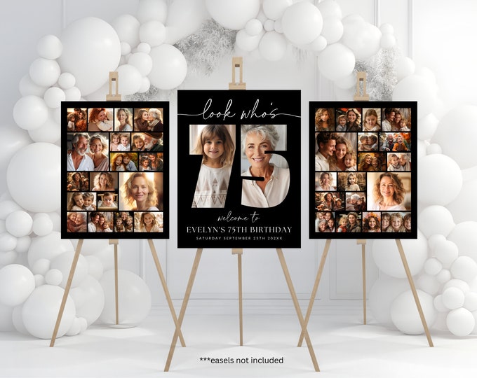 75th Birthday Party Welcome Sign Printable - 75 Years Loved - Floral ...