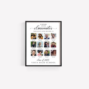 Customizable Class Reunion Memorial Poster Template to Honor Deceased ...