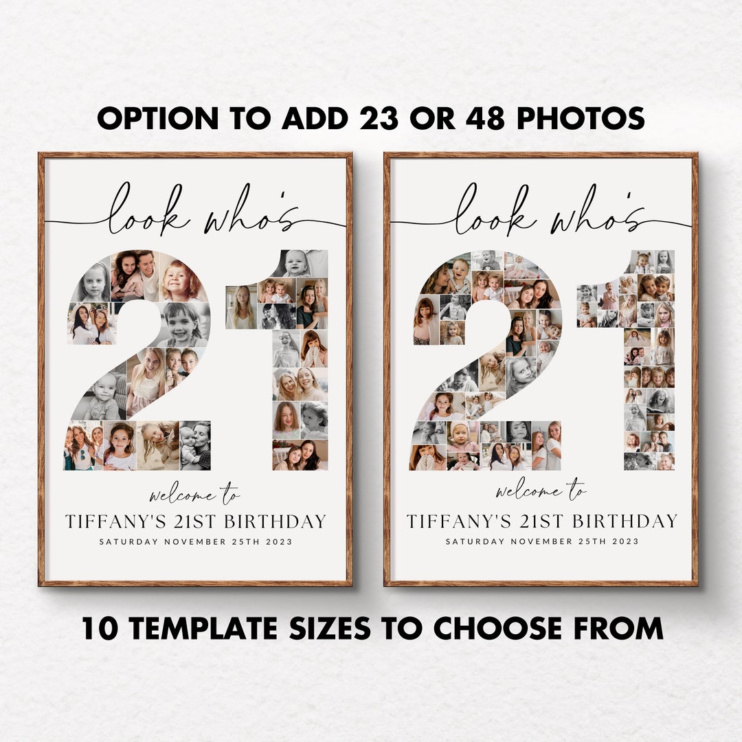 21st Birthday Photo Collage TEMPLATE, Look Who's 21, Customizable Photo ...