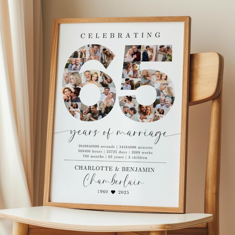 65th Wedding Anniversary Photo Collage TEMPLATE, 65 Years of Marriage ...