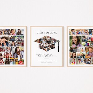 Graduation Photo Collage TEMPLATE Set, Graduation Party Poster Display ...