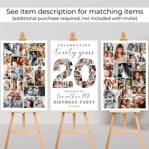 20th Birthday Invitation TEMPLATE With Photo Collage, Celebrating 20 ...
