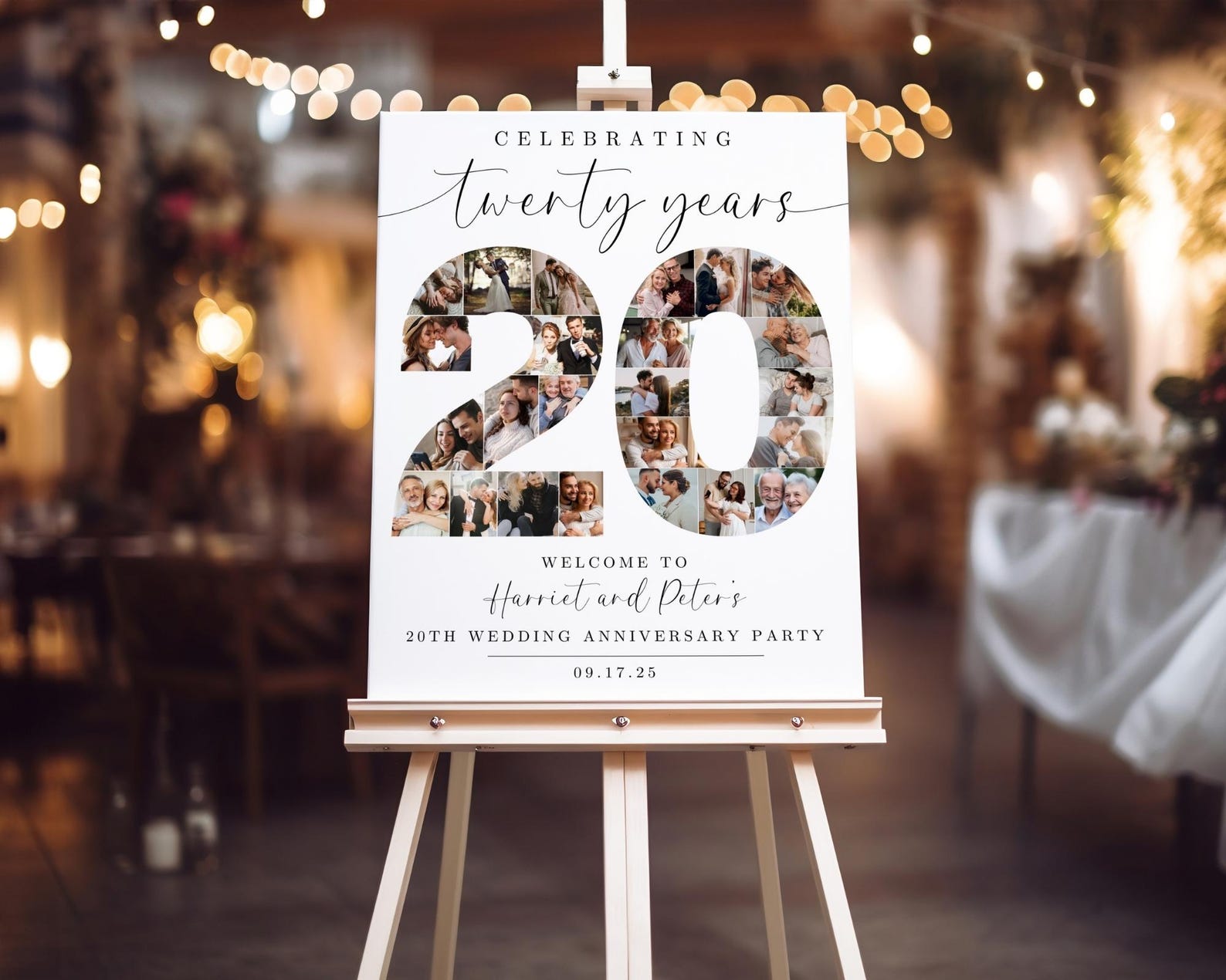 20th Anniversary Party Welcome Sign TEMPLATE, Photo Collage Board ...