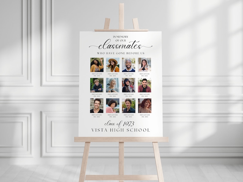 Customizable Class Reunion Memorial Poster Template to Honor Deceased ...