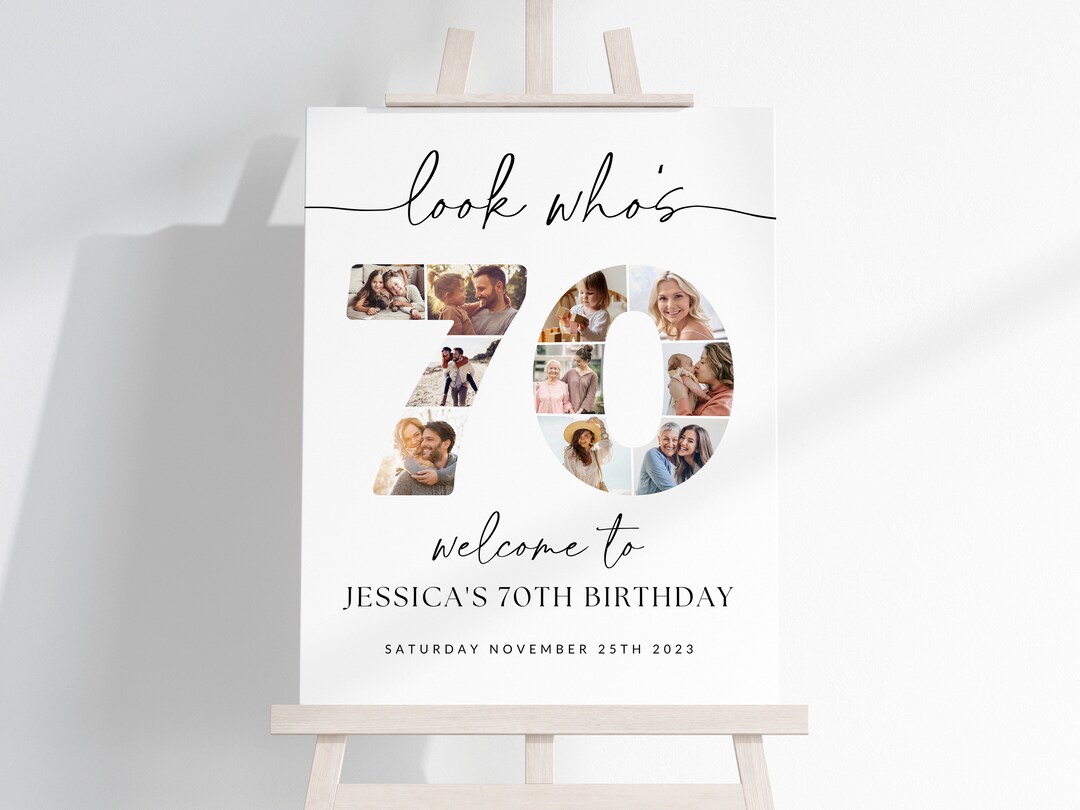 70th Birthday Photo Collage TEMPLATE, Look Who's 70, Customizable Photo ...