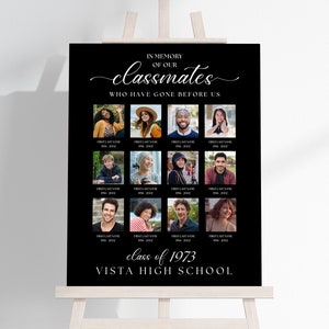 Customizable Class Reunion Memorial Poster Template to Honor Deceased ...