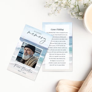 Fishing Memorial Card Template for Male Gone Fishing Poem - Etsy