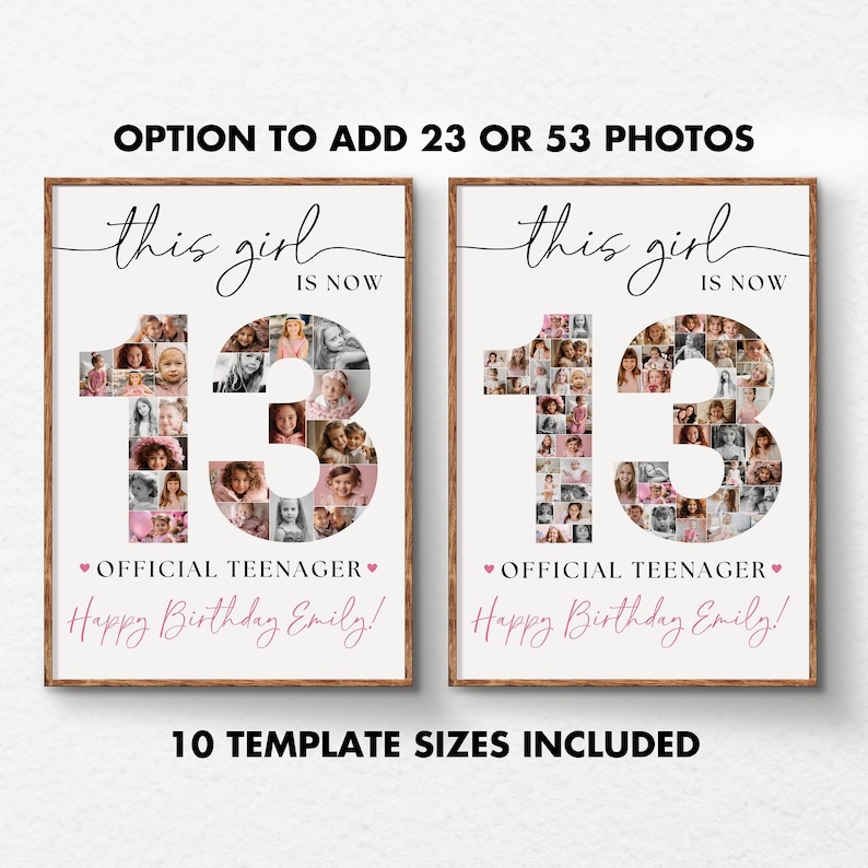 13th Birthday Photo Collage Poster TEMPLATE, This Girl is 13 Official ...