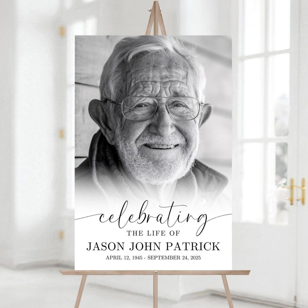 Modern Minimalist Funeral Poster TEMPLATE, Celebration of Life Welcome ...