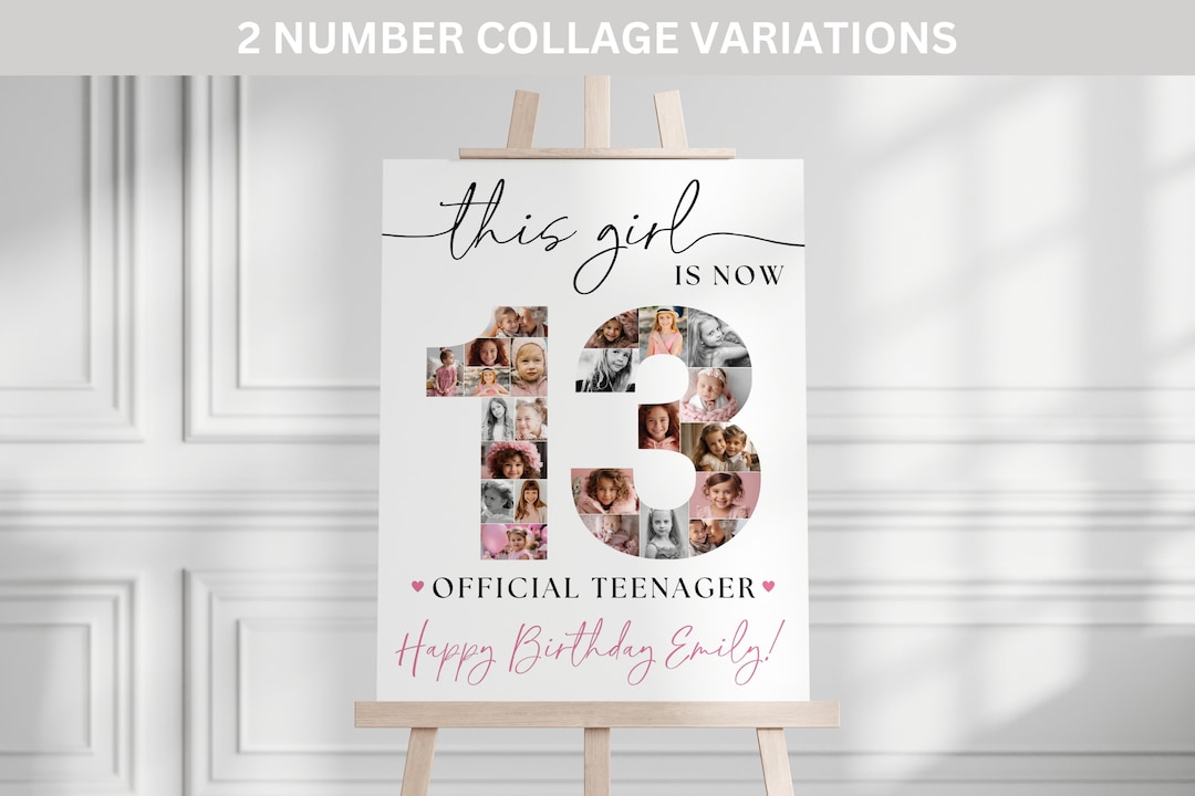 13th Birthday Photo Collage Poster TEMPLATE, This Girl is 13 Official ...