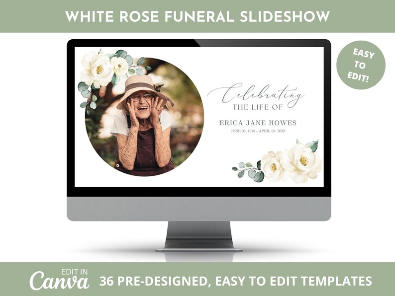 Funeral Photo Slideshow Template Memorial Video for Woman - Etsy