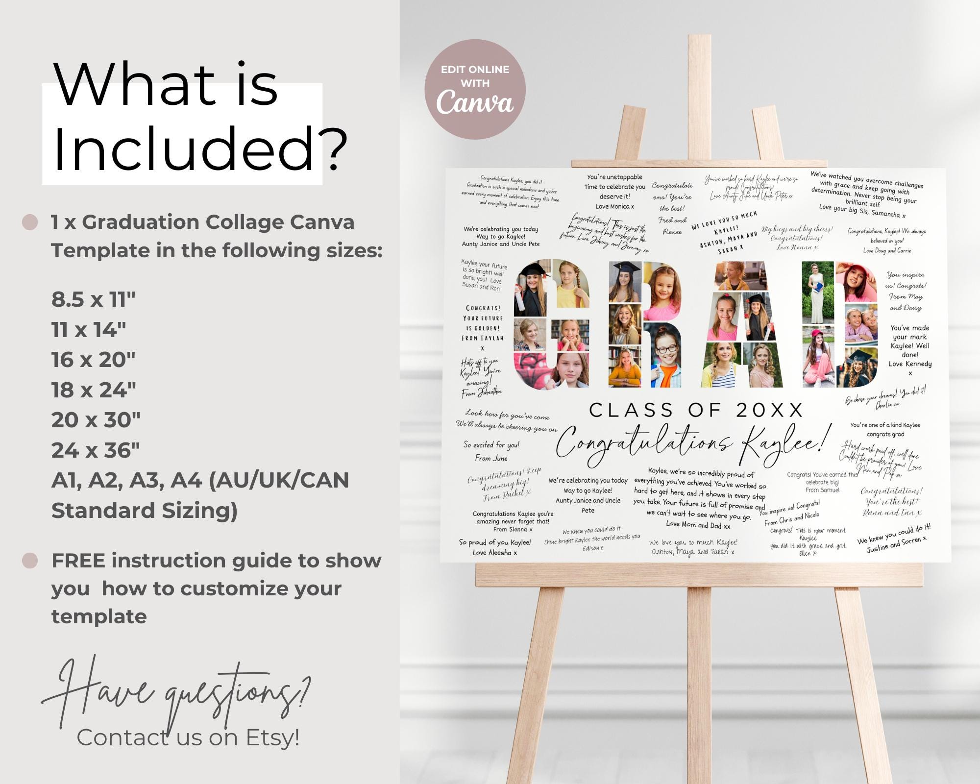 Graduation Collage Poster TEMPLATE With Space for Messages, Photo ...