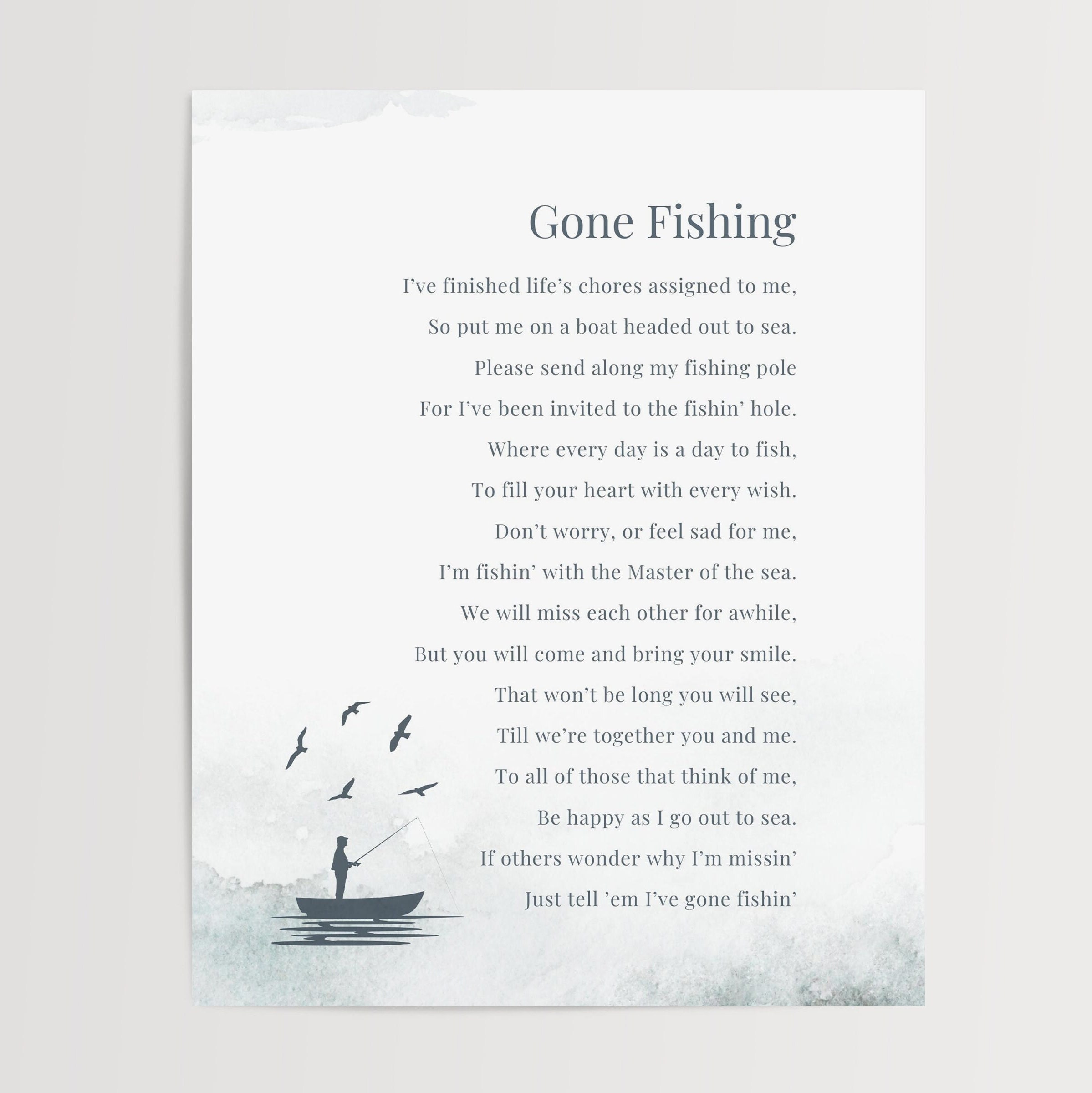 Gone Fishing Poem Ready to Print Celebration of Life Poem for - Etsy Canada
