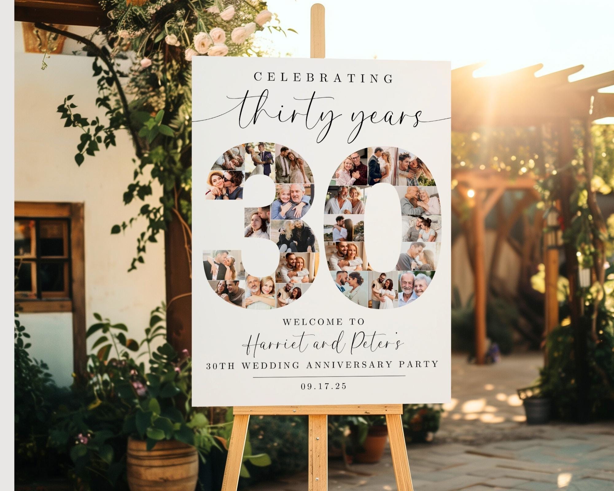 30th Anniversary Party Welcome Sign TEMPLATE, Photo Collage Board ...