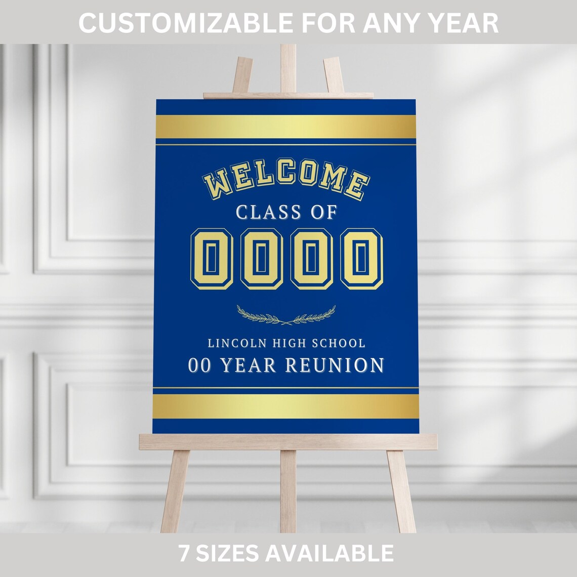 Class Reunion Welcome Poster TEMPLATE, Blue and Gold, School Reunion ...