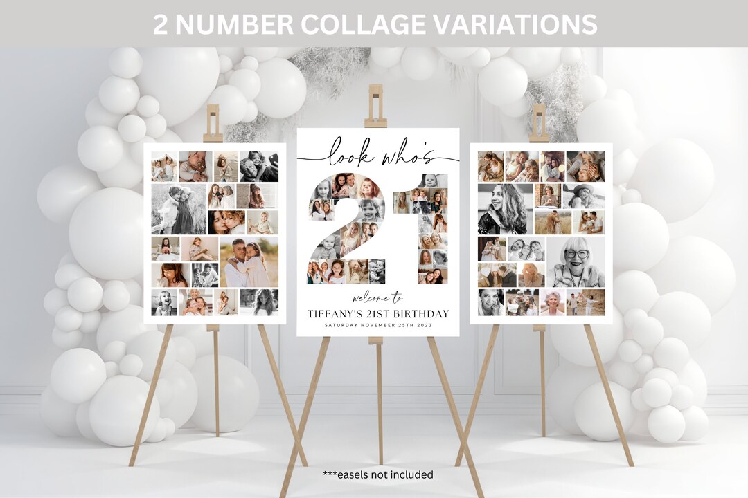 21st Birthday Photo Collage Poster Bundle TEMPLATE, Look Who's 21 ...