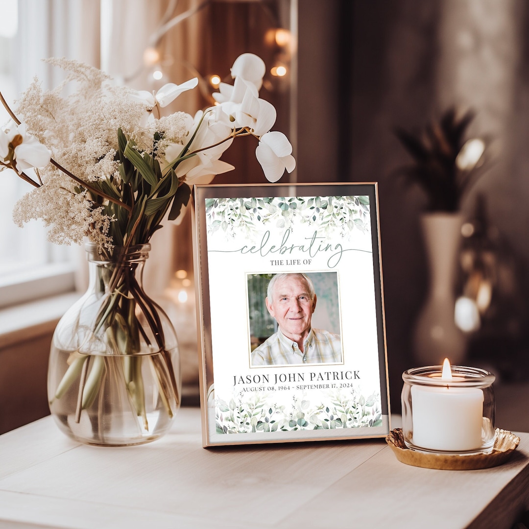 Funeral Table Decoration Centerpiece Decor TEMPLATE for Man, Greenery ...