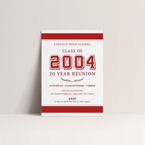 Class Reunion Invitation TEMPLATE 10th 20th 30th 40th 50th, High School ...