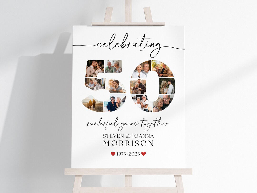 50th Anniversary Photo Collage TEMPLATE, Customizable Photo Collage ...