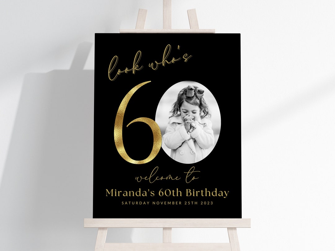 Black and Gold 60th Birthday Photo Collage TEMPLATE, Look Who's 60 ...